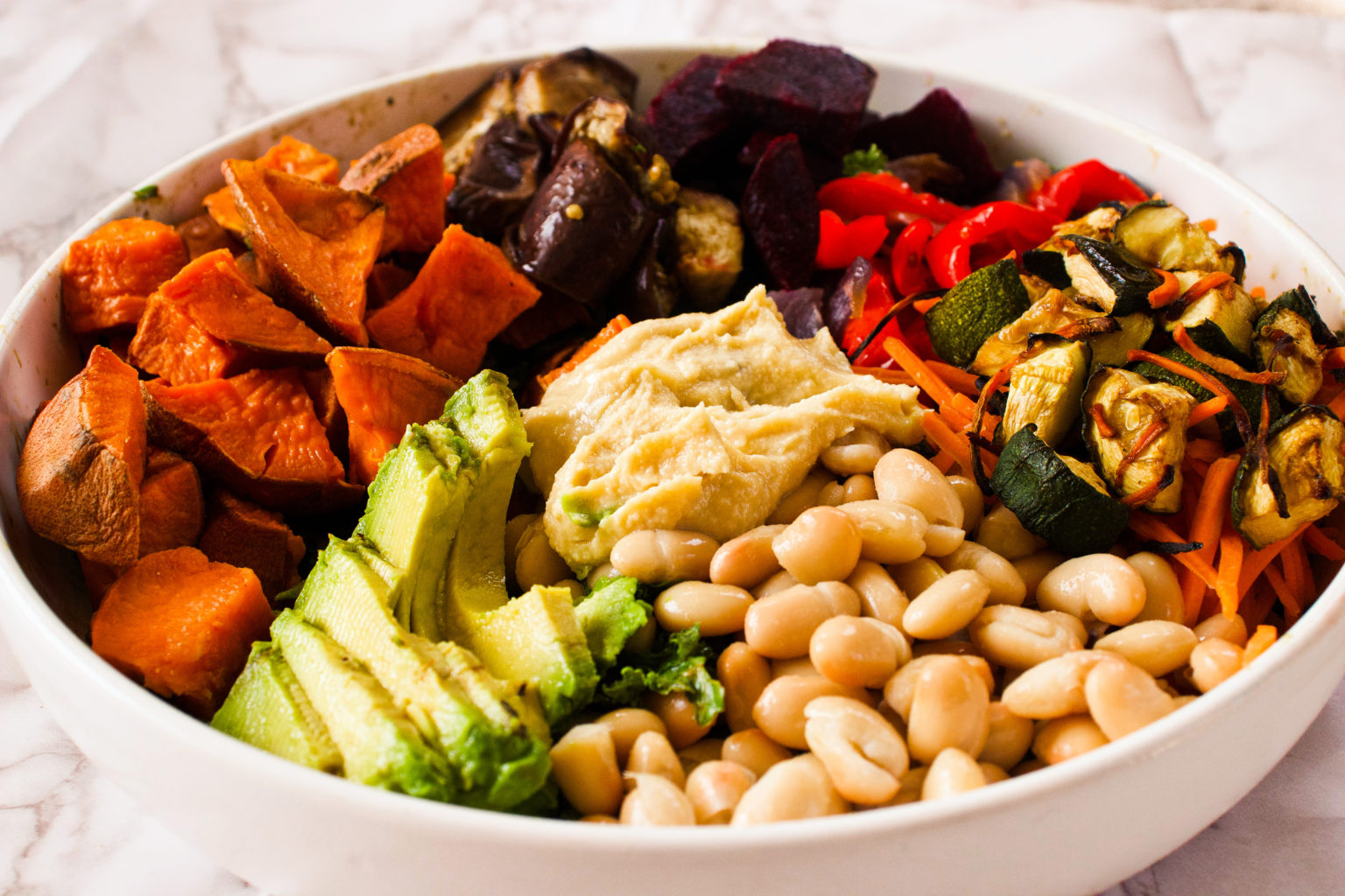 Roasted Veggie & Hummus Bowl - The Balanced Blend